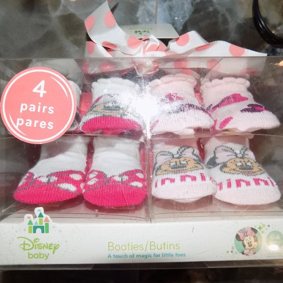 Disney | Accessories | Disney Baby Minnie Mouse Booties Gift Set Size 6 ...